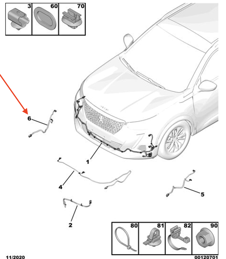 PEUGEOT 2008 Additional Main Harness Right 9841384680 New Genuine | eBay