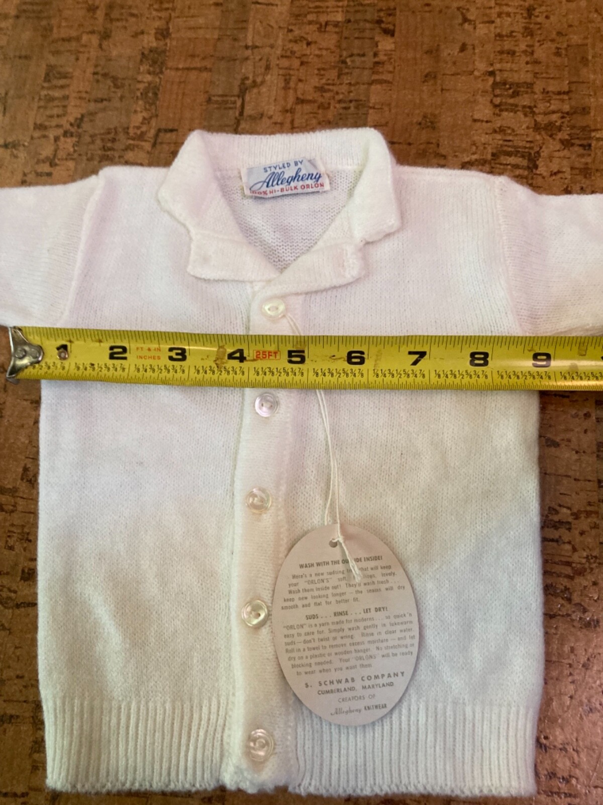 Vintage Orlon Knit Ivory Baby Cardigan Sweater For b… - Gem