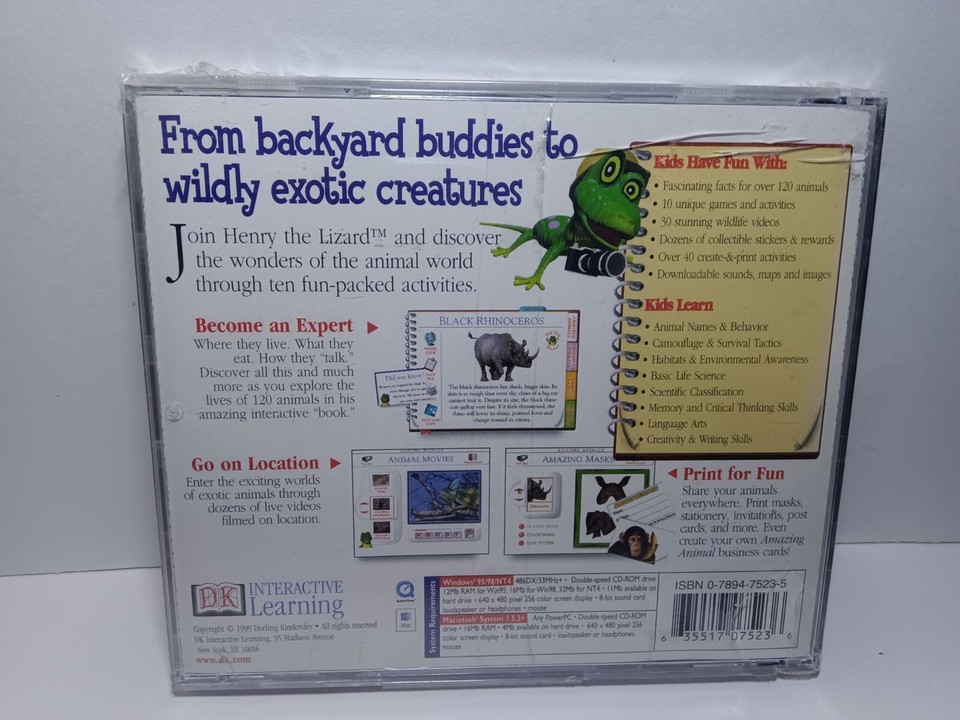 Amazing Animals PC CD Rom DK Interactive Learning Ages 5-9 New Brand ...