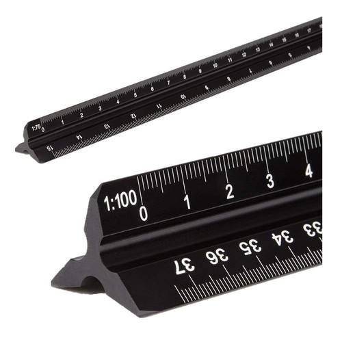 Architectural Scale Ruler Aluminum Triangular Scale Ruler Metric Black ...