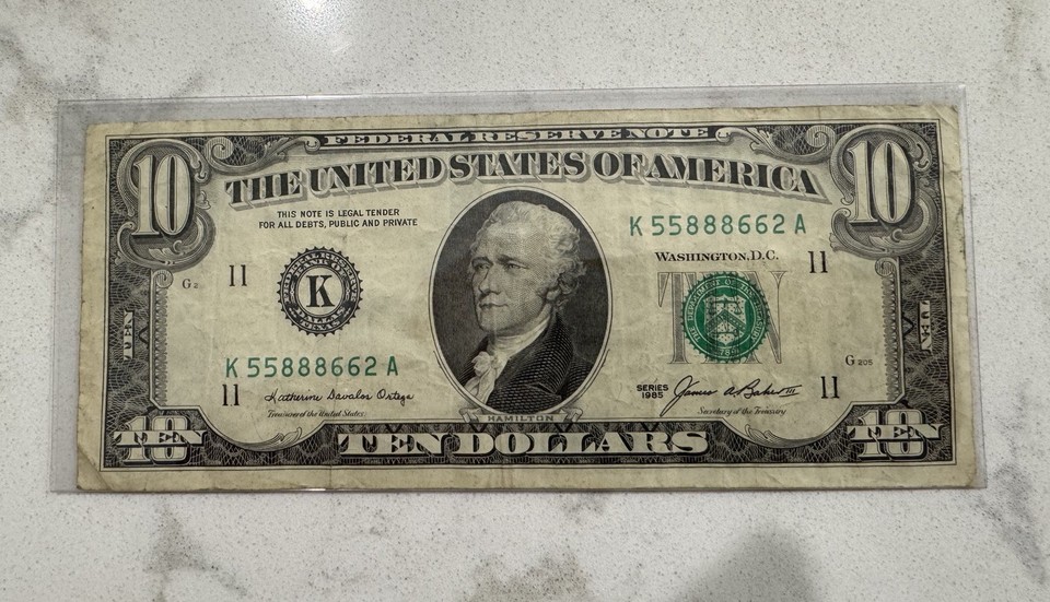 10 Dollar Bill Series 1985 Printing Error Major Ink Spill On Back | eBay