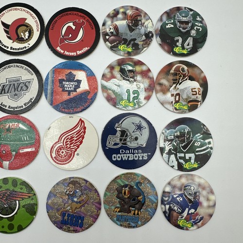 24 POGs LOT NFL & NHL Vintage Milk Caps 90s Sports Campbells Chunky ...