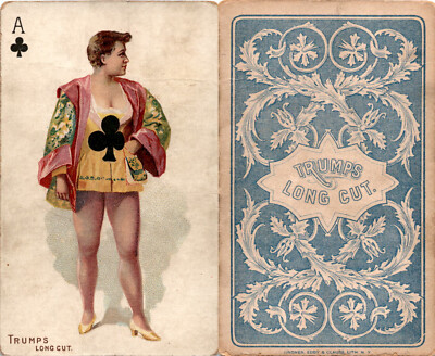 N457 Trumps Long Cut, Playing Cards, Blue Back, 1890, Club Ace (B) | eBay