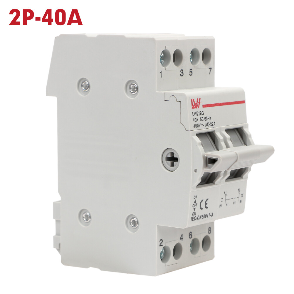 40A 2P Dual Power Manual Transfer Switch Smart Generator Changeover ...