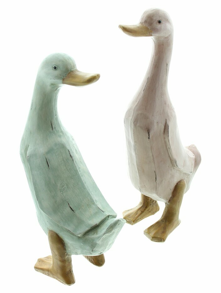 2 Enten Figuren im Set Ostern Garten Terrasse Landhaus Polyresin H. 29 ...