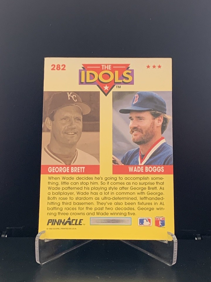 George Brett, Wade Boggs 1992 Pinnacle The Idols #282 Royals, Red Sox ...