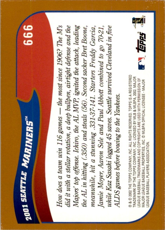 2002 Mint - Topps Seattle Mariners Seattle Mariners #666 | eBay