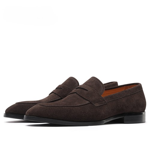 British Italian Style Men Real Suede Leather Slip on Loafer Business ...