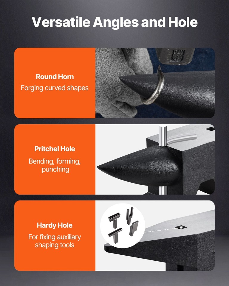 Blacksmith Anvil Steel Round Horn Anvil 110lb 50kg 2 Holes for Metal ...