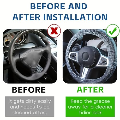 110PCS Disposable Steering Wheel Covers, Universal Plastic Transparent ...