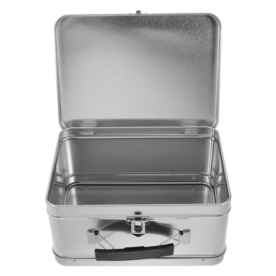 Tin Storage Box with Handle - Retro Metal Tin Box Container ...
