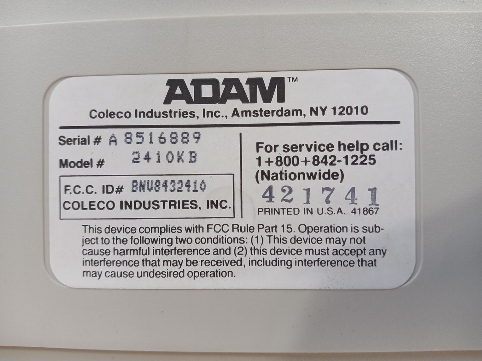 Colecovision Coleco ADAM Family Computer System Printer & Keyboard CIB ...