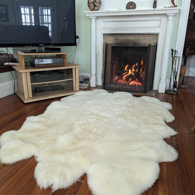Luxury 100% Genuine Sheepskin Rug Natural Real Sheepskin Lambskin Fur ...