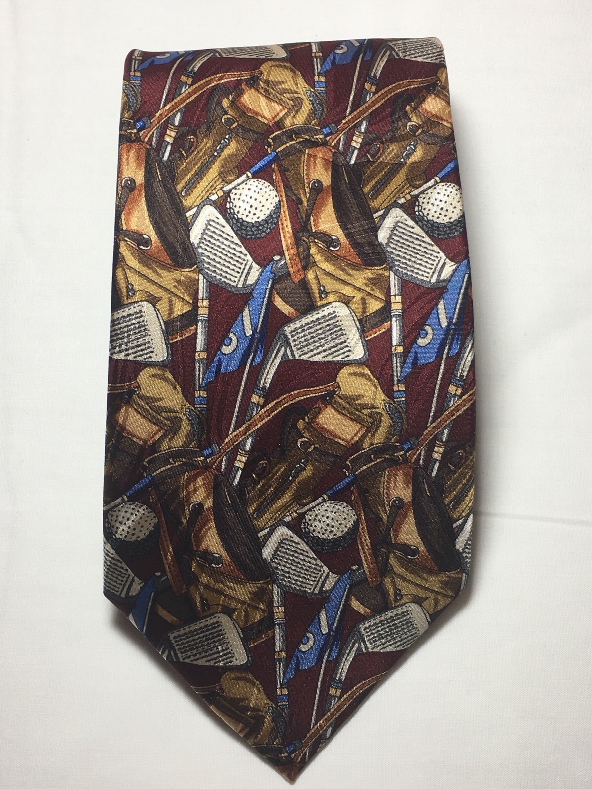 Museum Artifacts Men's 59" Golf Themed 100% Silk Neck… - Gem