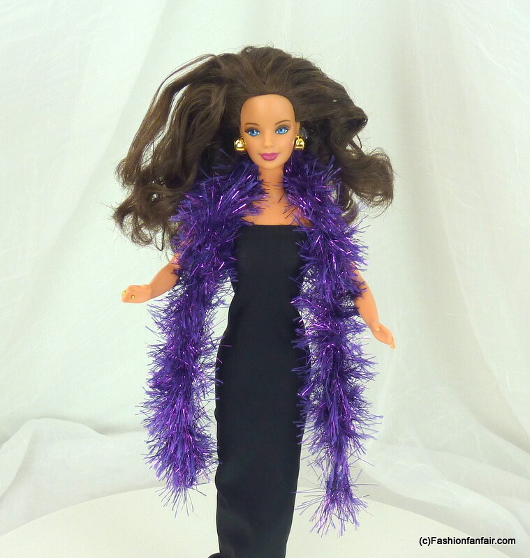 Handmade 4 Barbie Boa Wrap Shawl clothes accessory Purple Dazzle Fringe ...