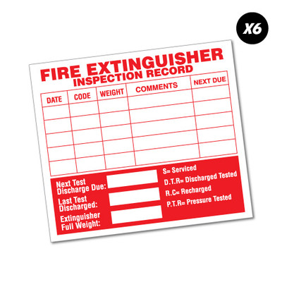 6X Fire Extinguisher Inspection Record Service Sticker Decal Oil Next ...