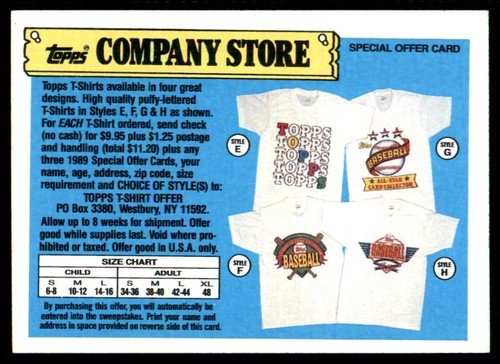 1989 Topps Baseball #NNO Topps Company Store | eBay