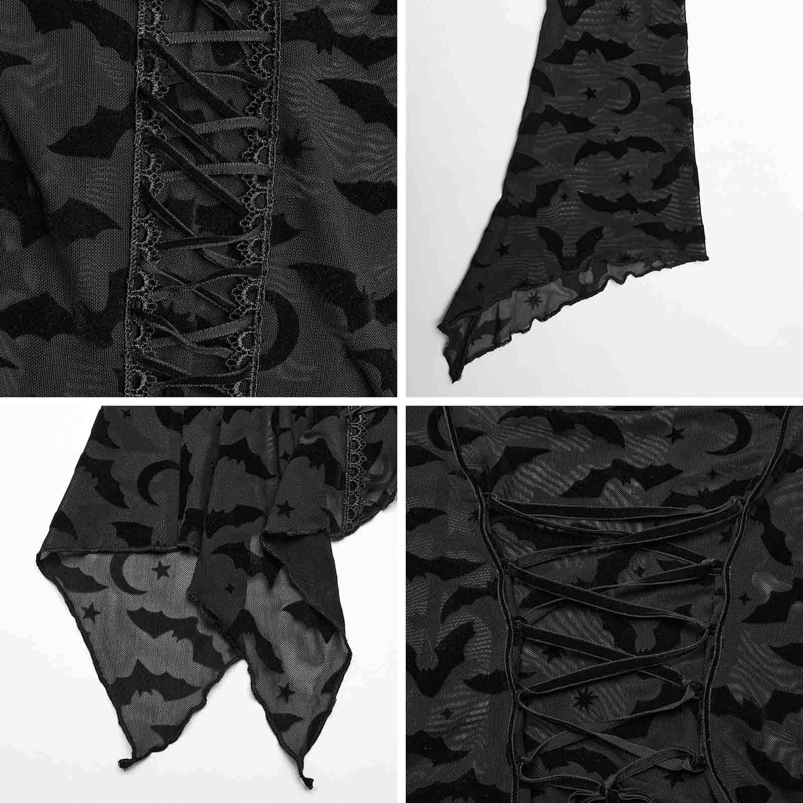 PUNK RAVE Bat Attack Tunika Top Gothic Netz-Shirt Fledermaus ...