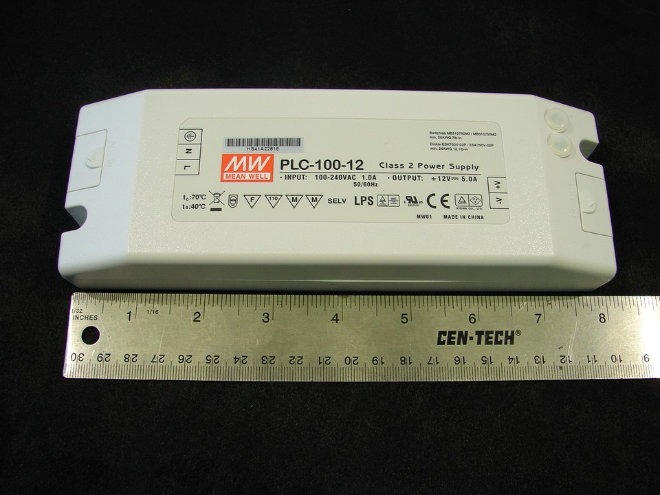 MEAN WELL PLC-100-12 CLASS 2 POWER SUPPLY 100-240VAC 1A IN 12VDC 5A OUT ...
