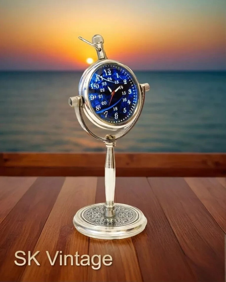 Beautiful Vintage Brass Desk Clock Table Clock Antique Nautical Clock ...