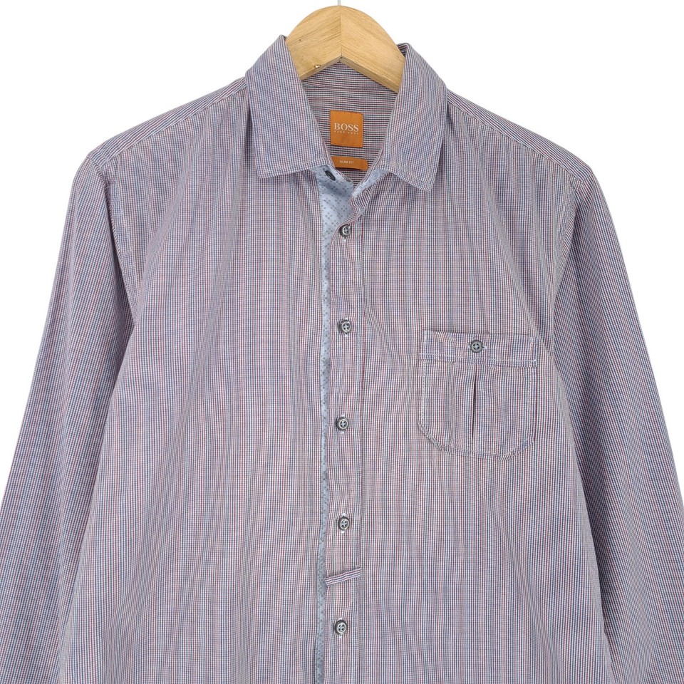 HUGO BOSS Men Shirt Slim Fit Check Cotton Bd1 Size M | eBay
