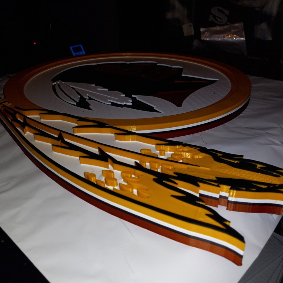 12 Inch Washington Redskins NFL Football 3D Logo Wall Sign. Feather ...