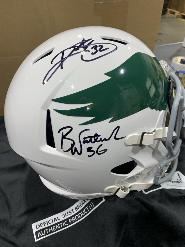 Brian Westbrook / Ricky Waters Signed F/S Throwback Speed Helmet ...