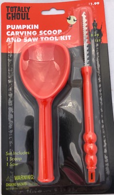 TOTALLY GHOUL PUMPKIN CARVING SCOOP & SAW TOOL KIT HALLOWEEN DECO BRAND ...