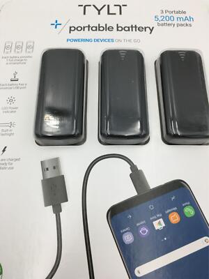 3 PACK - TYLT 5200mAh Portable Rechargeable Power Bank for Android and ...