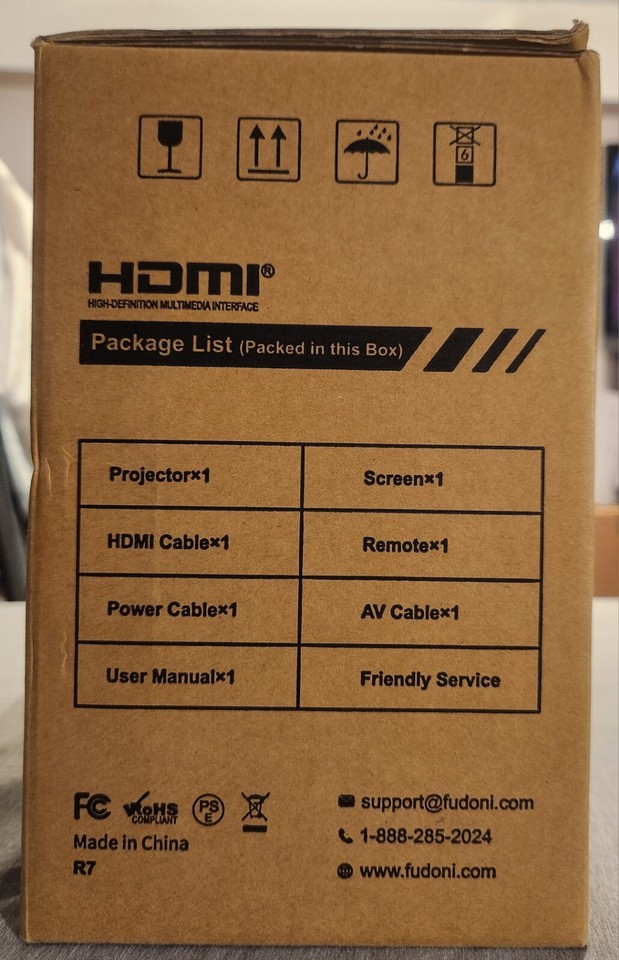 Fudoni R7 Native 1080p WiFi Projector with 100" Screen | eBay