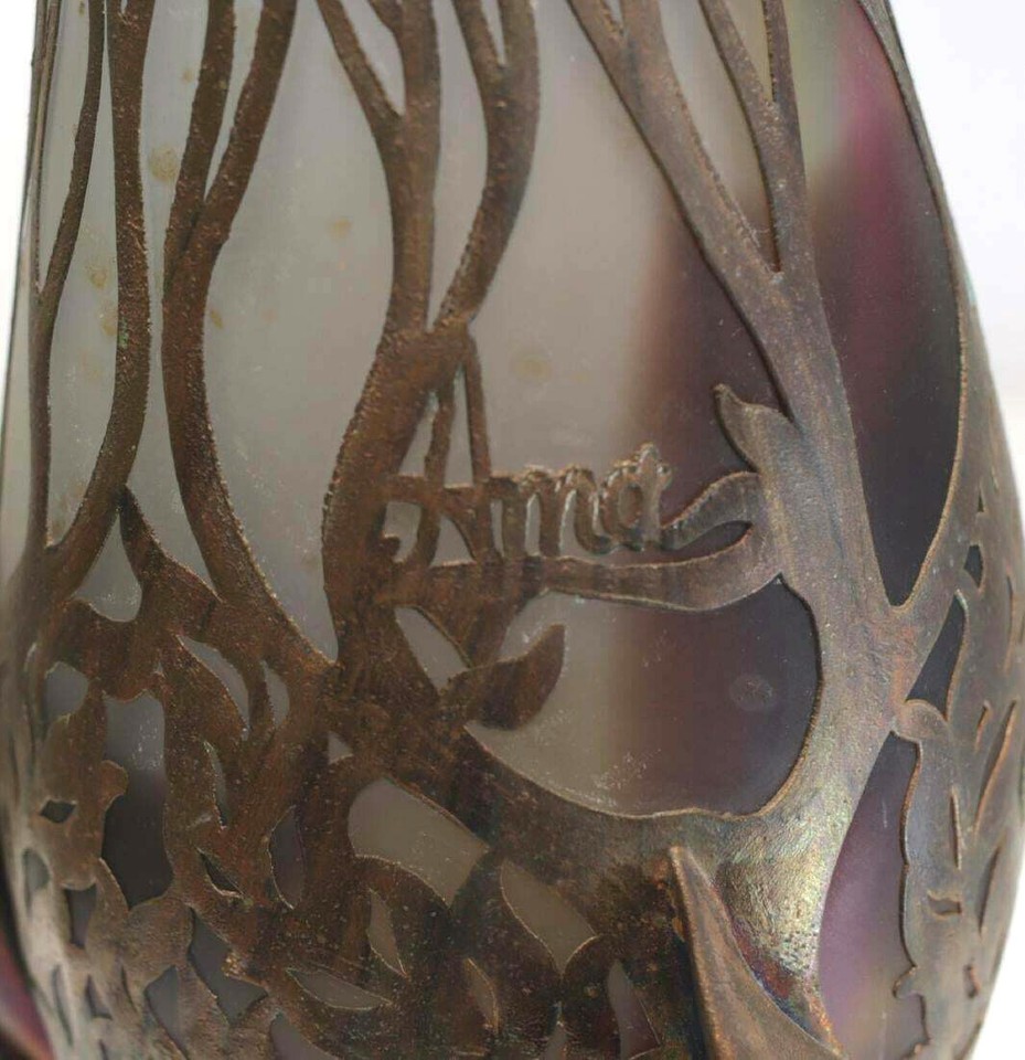 AMA Romania Art Glass Vase with Copper | eBay