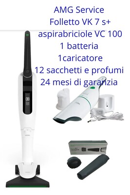 FOLLETTO VK7S SENZA FILO + ASPIRABRICIOLE VC100 1 BATTERIA HD7S 2 ANNI ...