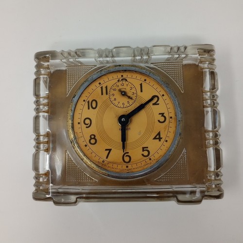 Vintage Art Deco Style Glass Wind Up Gilbert Alarm Clock (Needs Repair ...