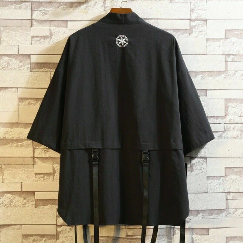 Men Japanese Embroidery Kimono Jacket Coat Harajuku Cardigan Cargo ...