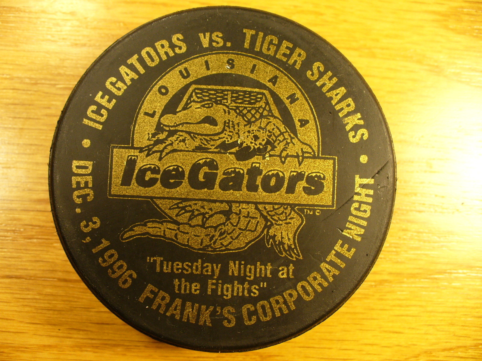 ECHL Louisiana IceGators '96 Corporate Night Hockey Puck Check My Other ...