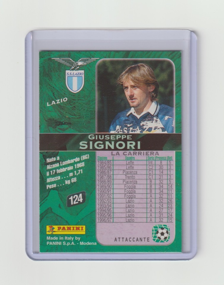 1997-98 PANINI CALCIO CARDS No.124 [ GIUSEPPE SIGNORI ] LAZIO | eBay