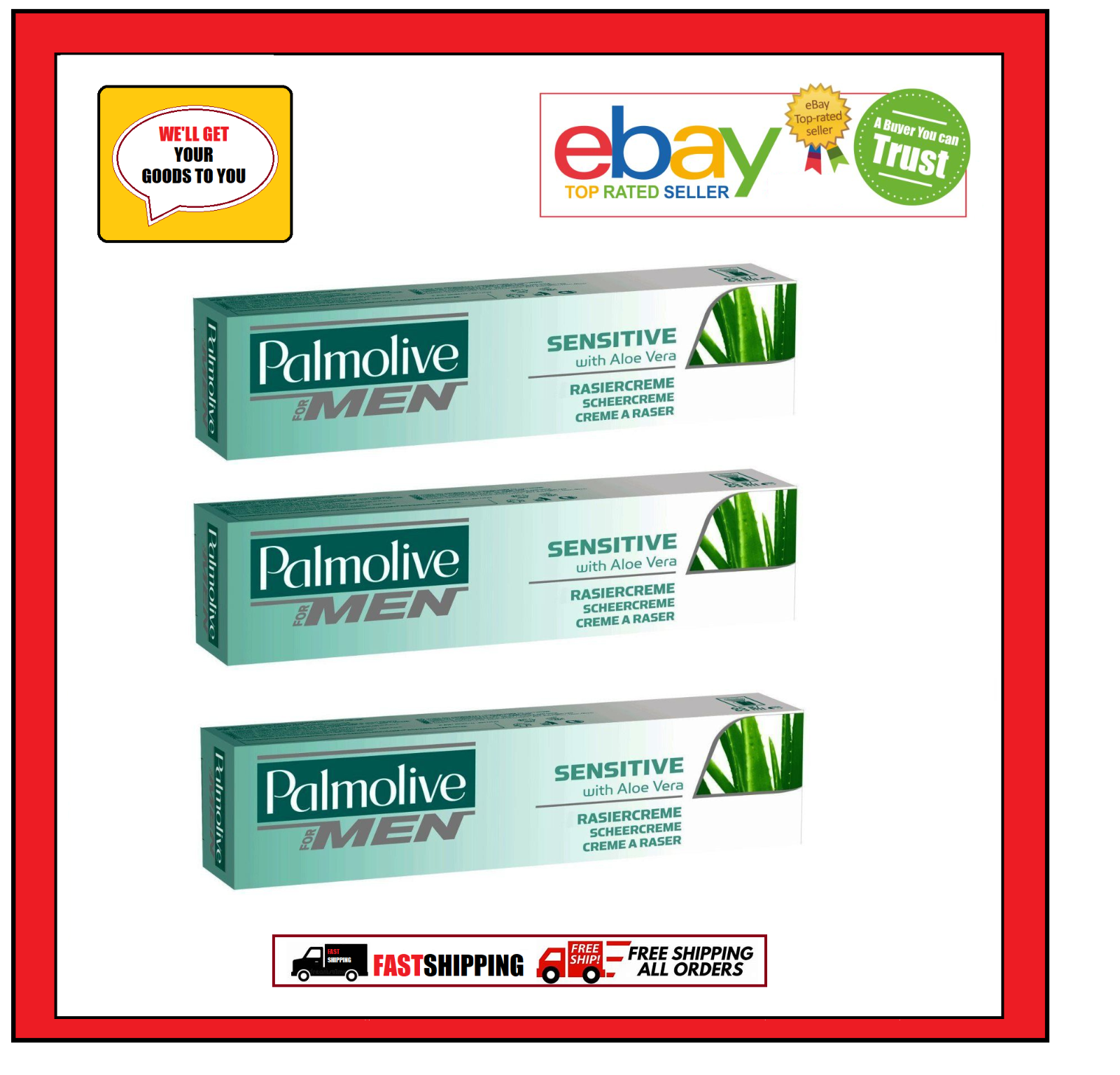 Palmolive Shave Cream Sensitive For Men With Aloe Vera - 3 x 100ml ...