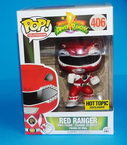 Funko Pop! Power Rangers - Red Ranger - (Metallic) - Hot Topic +Prot ...