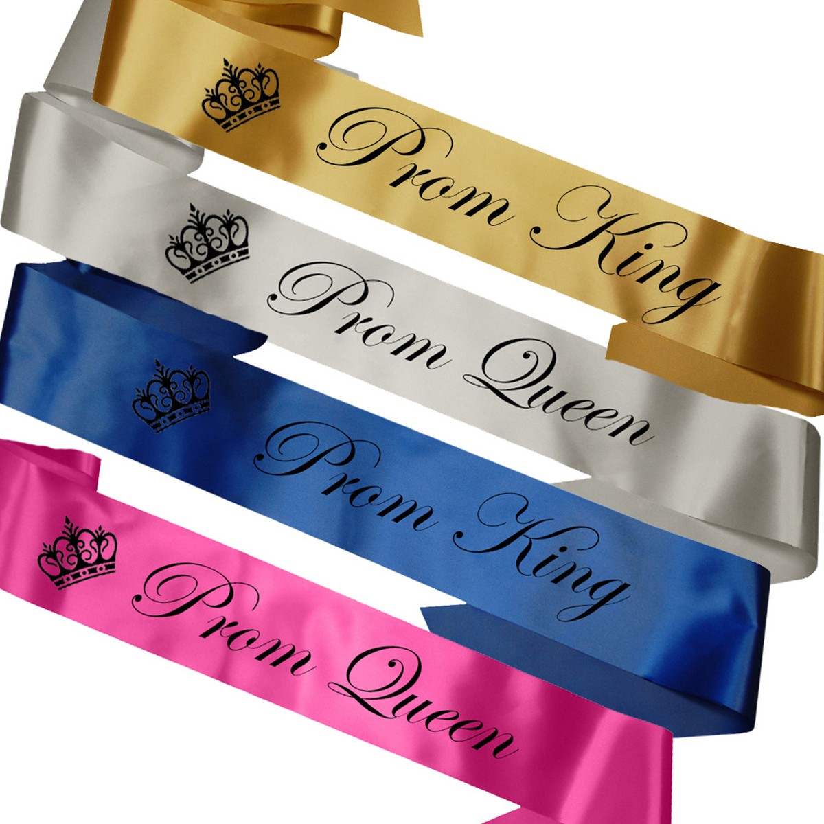 Royal High Toys 4 Pcs Prom Royalty Sashes With Gold Glitter, Royal Blue ...