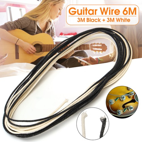 Guitar Wire Cable 22awg Gauge Vintage Style Cloth Covered Black + White ...