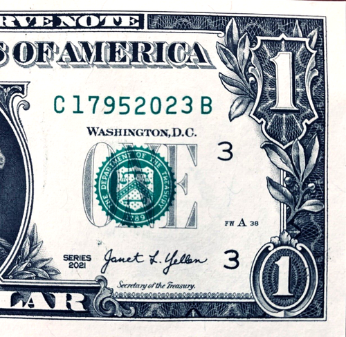 2023 Trailing Birth Year Note One Dollar Bill Fancy Serial Number C1795 ...