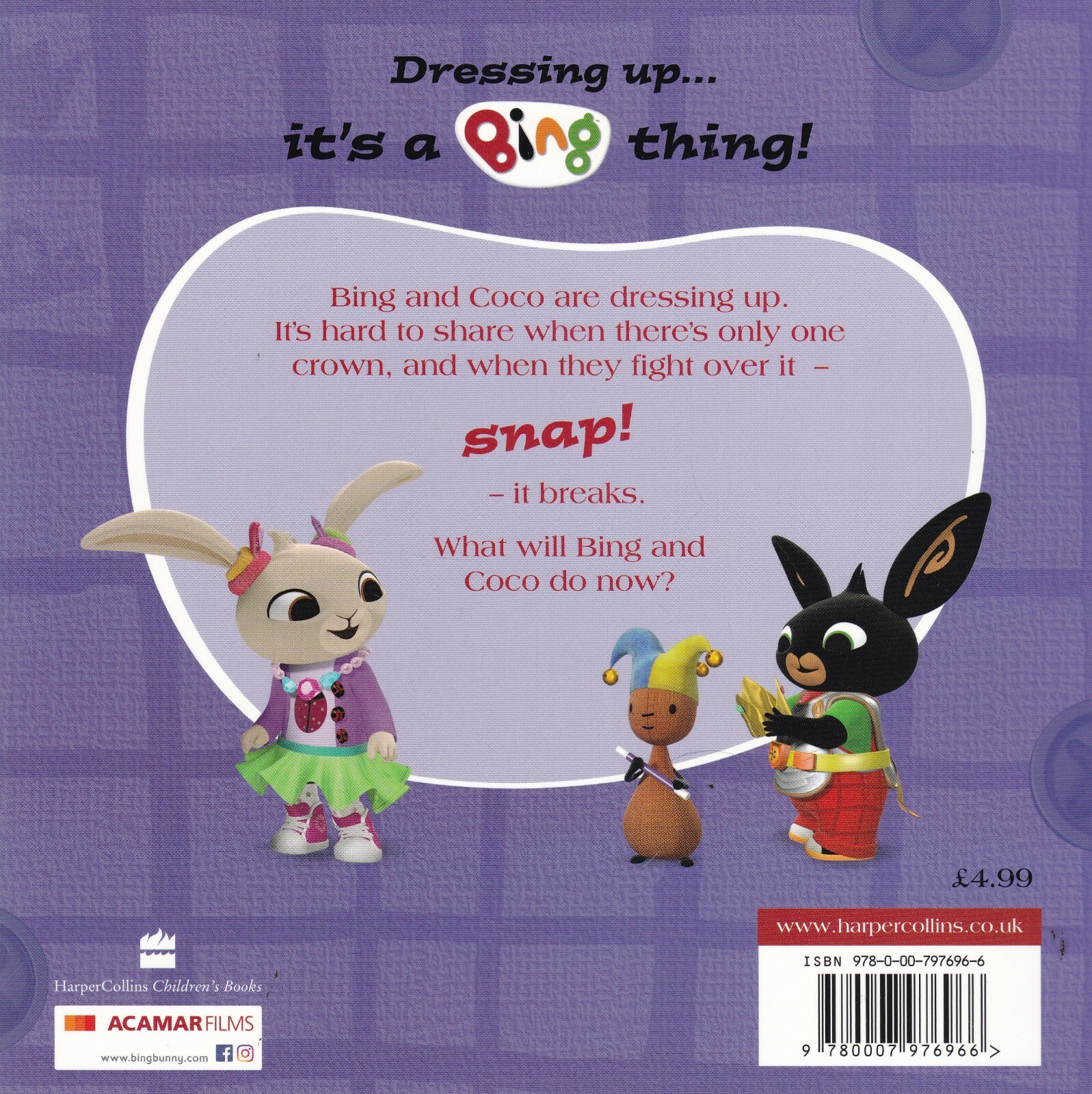 BING DRESSING UP A BING STORY BOOK NEW PAPERBACK CHILDRENS STORY TV ...