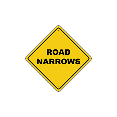 Road Narrows Diamond Traffic Road Novelty Notice Caution Aluminum Metal ...
