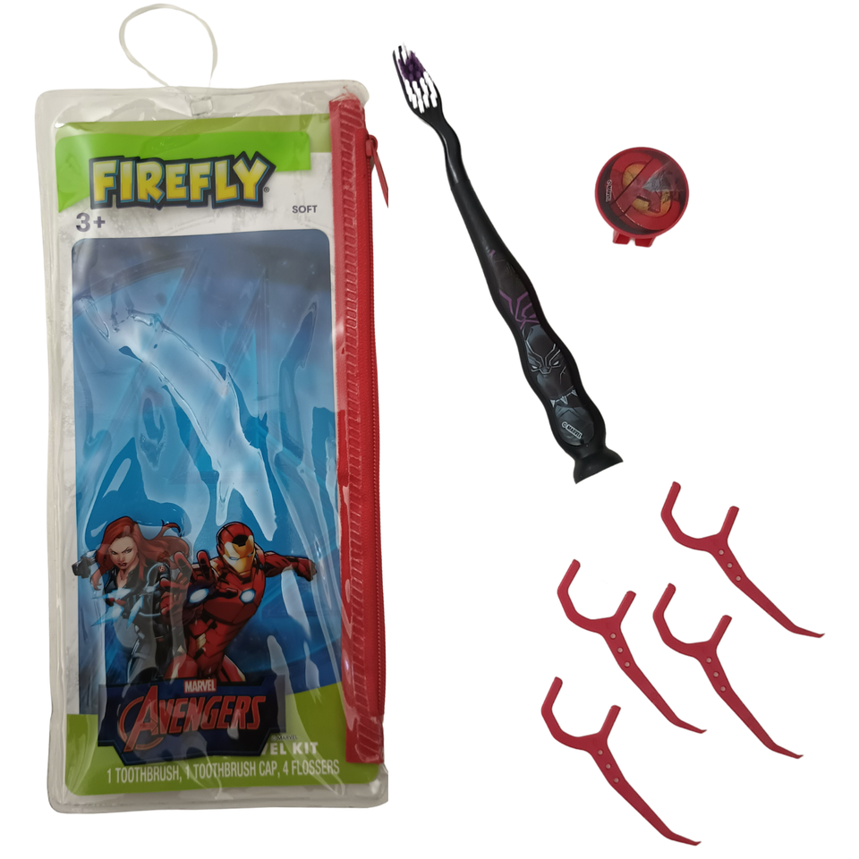 Firefly Marvel Avengers Oral Care Travel Kid Toothbrush - Kit 4 Pcs ...