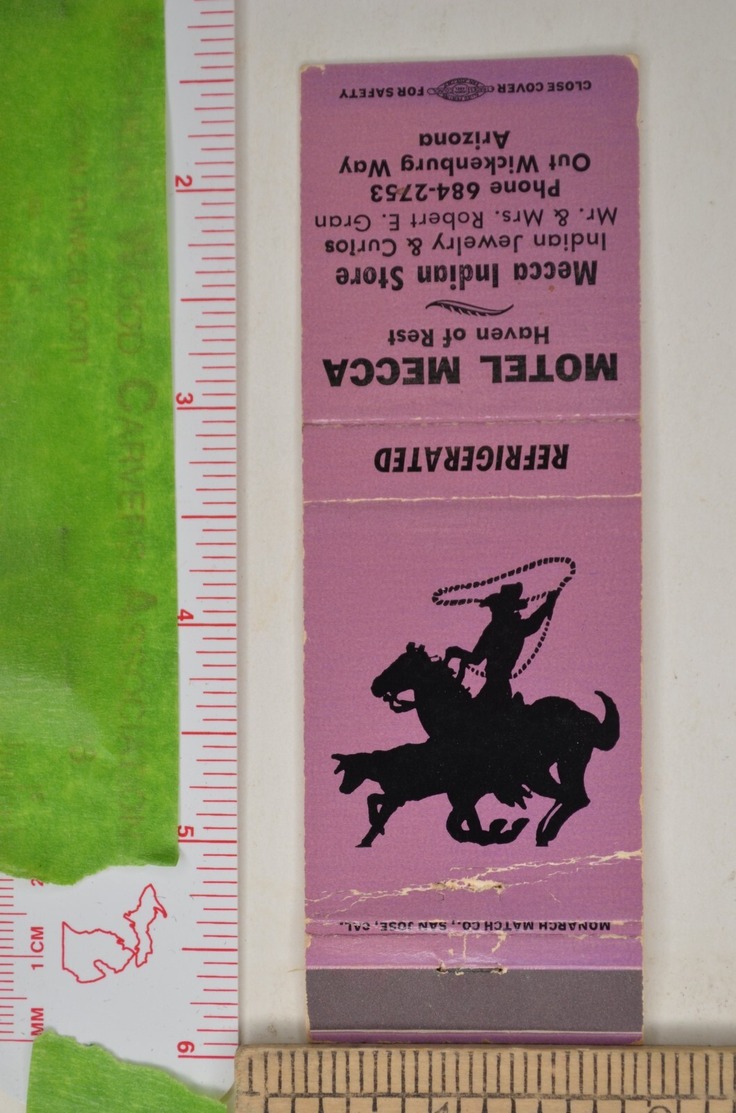 Vintage Matchbook Cover Hotel Motel Mecca Wickenburg Arizona Indian ...