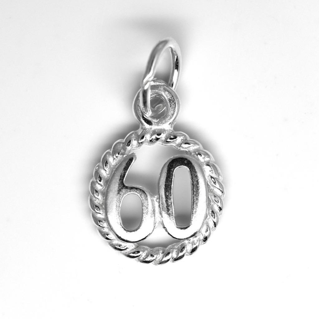 60 Birthday Anniversary 60th Sixty Charm Pendant STERLING SILVER | eBay ...
