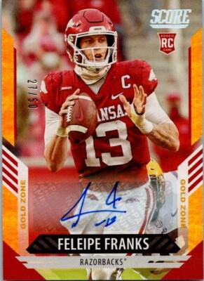 2021 SCORE ROOKIE AUTOGRAPH GOLD ZONE PARALLEL #368 FELEIPE FRANKS 27/ ...
