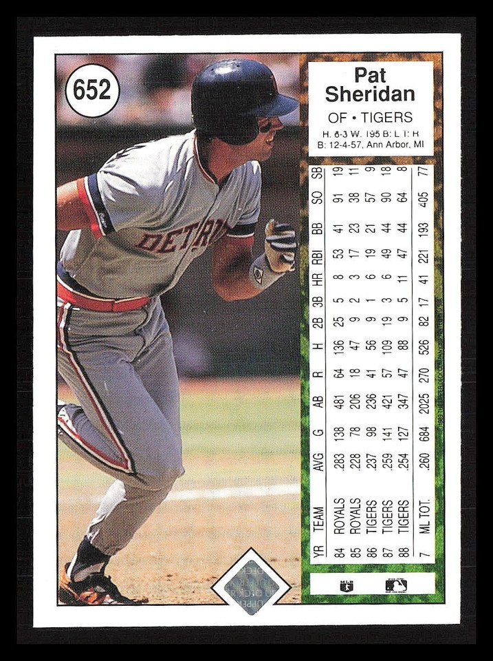 Pat Sheridan 1989 Upper Deck #652a Detroit Tigers | eBay