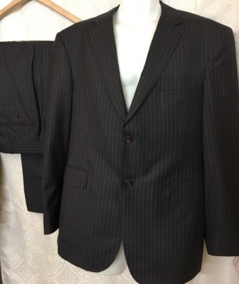 David August suit 2 piece Gray Pink Pinstriped wool 2 button 42 short ...