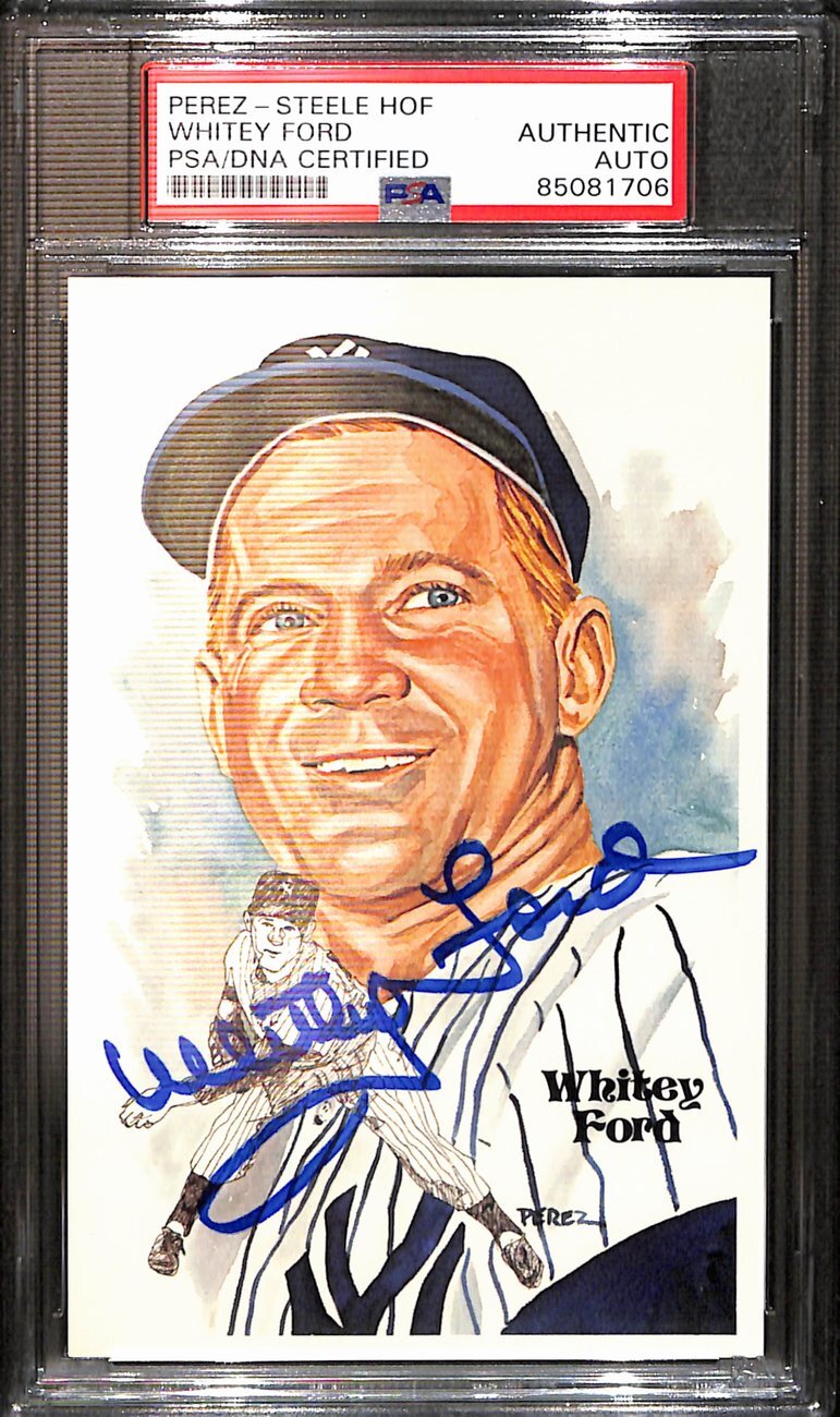 Whitey Ford Autographed Signed 1981 Perez-Steele HOF Postcard Yankees ...